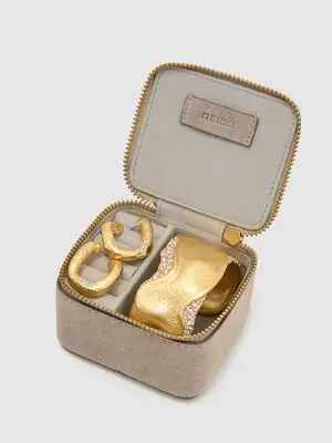 REISS Fern Small Suede Jewellery Case Bag