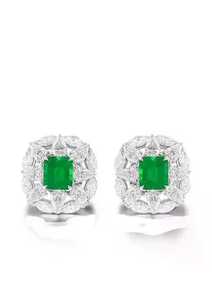 HYT JEWELRY Emerald And Diamond Stud Earrings
