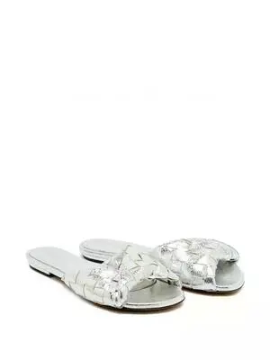 Bottega Veneta Blink Intrecciato Leather Sandals - Silver