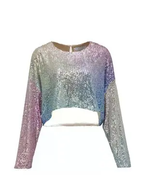 IN THE MOOD FOR LOVE Alexandra Sequin-embellished Crop Top - Blue