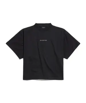 Balenciaga Logo Embellished Mockneck T-shirt