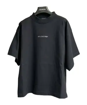 Balenciaga Logo Embellished Mockneck T-shirt