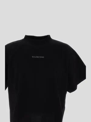 Balenciaga Logo Embellished Mockneck T-shirt