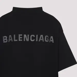 Balenciaga Logo Embellished Mockneck T-shirt
