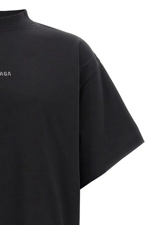 Balenciaga Logo Embellished Mockneck T-shirt