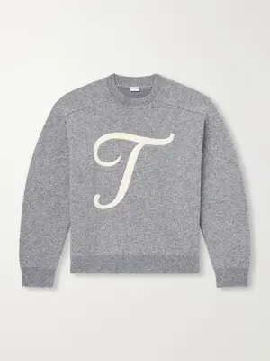 TOTEME Logo-embroidered Wool-blend Sweater - Gray