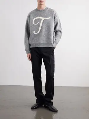 TOTEME Logo-embroidered Wool-blend Sweater