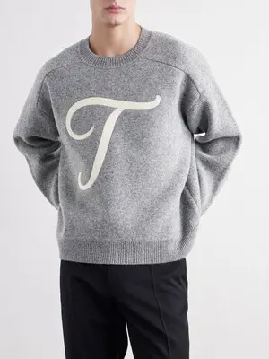 TOTEME Logo-embroidered Wool-blend Sweater
