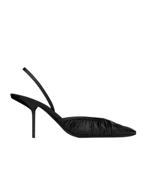 Saint Laurent Folie Slingback Pumps In Smooth Leather And Faux-python