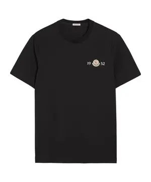 Moncler Arm Badge Cotton Short-sleeve Slim-fit T-shirt - Black