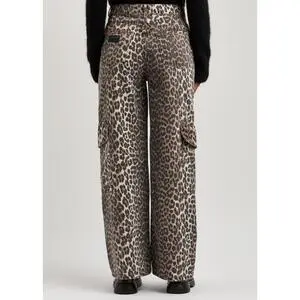 GANNI Leopard Print Cotton High-rise Cargo Jeans