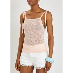 GANNI Semi-sheer Open-knit Top