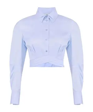 Elisabetta Franchi Double-collar Cropped Shirt - Blue