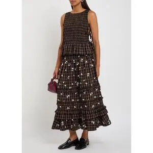 GANNI Check Tie String Top