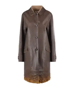 Miu Miu Long-sleeve Button-down Coat - Brown