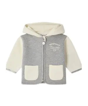 Bonpoint Logo-embroidered Panelled Hoodie - Gray