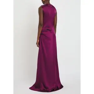 Stella McCartney Satin Crew Neck Maxi Dress - Red