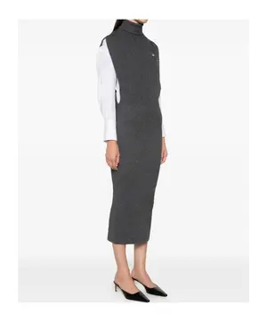 TWINSET Turtleneck Sleeveless Knit Midi Dress - Black
