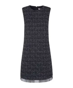 TWINSET Short Bouclé And Plumetis Tulle Dress - Black