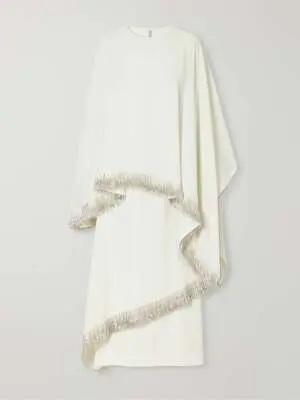 ABADIA Bead-embellished Layered Crepe Gown - Cream