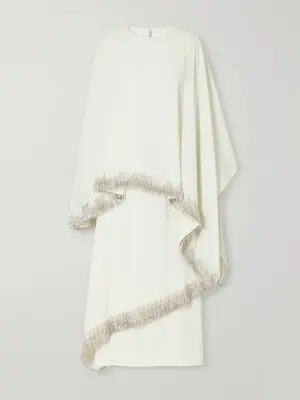 ABADIA Bead-embellished Layered Crepe Gown - White