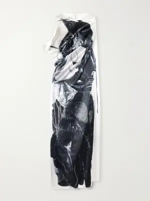 Junya Watanabe One-shoulder Printed Satin Midi Dress - Multi