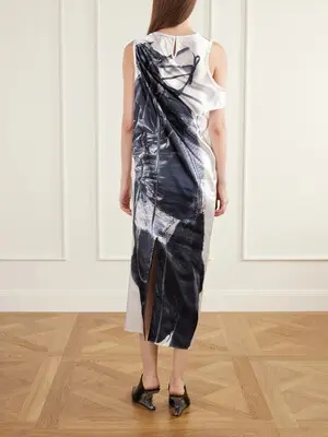 Junya Watanabe One-shoulder Printed Satin Midi Dress