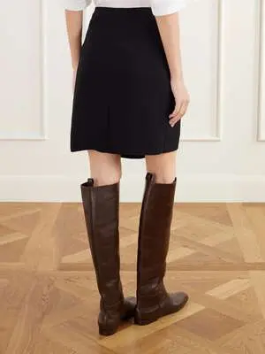 LESET Arielle Wrap Crepe Knee-length Skirt