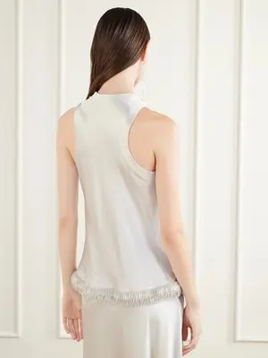 ABADIA Farah Bead-embellished Satin Top