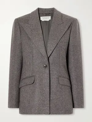 Gabriela Hearst Leiva Houndstooth Wool And Silk-blend Twill Blazer - Gray