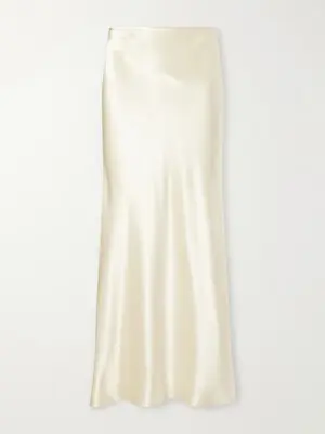 FFORME Cori Satin Midi Skirt Neutrals