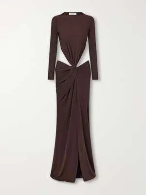 Alex Perry Cut-out Gathered Crepe Jersey Gown