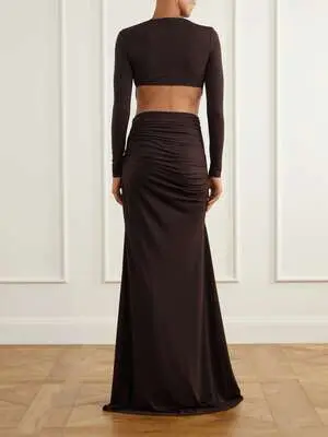 Alex Perry Cut-out Gathered Crepe Jersey Gown