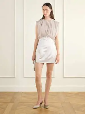 ABADIA Gilda Draped Satin And Crepe Mini Dress