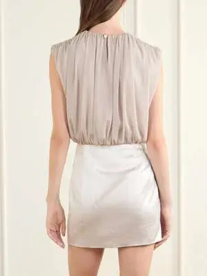 ABADIA Gilda Draped Satin And Crepe Mini Dress
