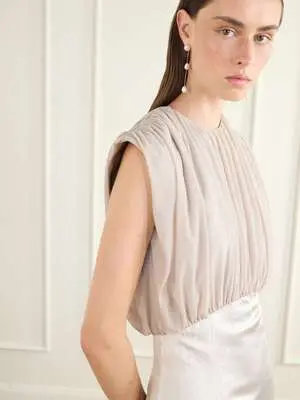 ABADIA Gilda Draped Satin And Crepe Mini Dress