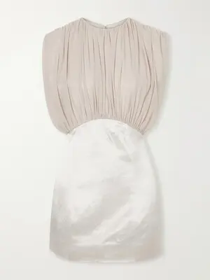 ABADIA Gilda Draped Satin And Crepe Mini Dress - Silver