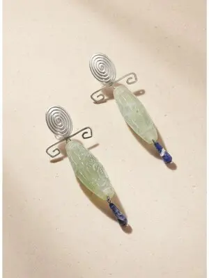Juju Vera Nile Sterling Silver, Jade And Aventurine Earrings - Blue