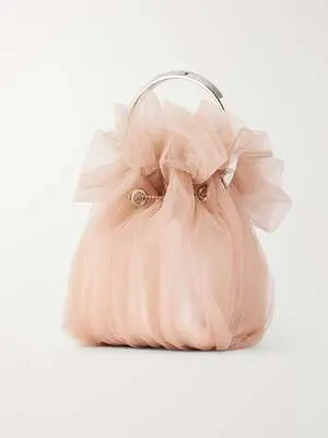 JIMMY CHOO Bon Bon Mini Gathered Tulle Tote - Blush
