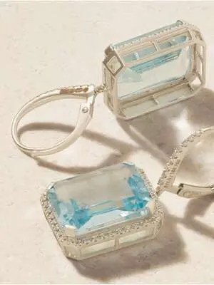 Shay 18-karat White Gold, Crystal And Diamond Earrings