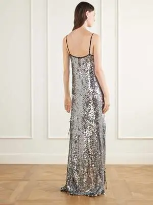 WIEDERHOEFT Lace-trimmed Sequined Gown