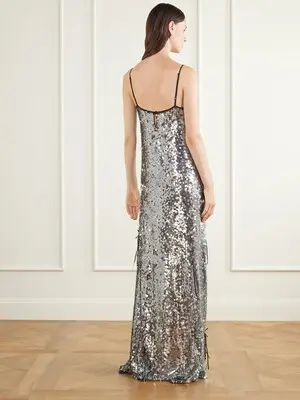 WIEDERHOEFT Lace-trimmed Sequined Gown