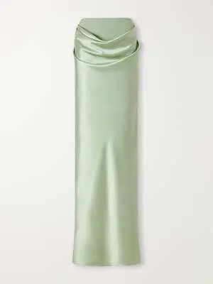 HEIRLOME Cleo Draped Silk-satin Maxi Skirt