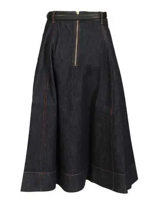 SELF-PORTRAIT Denim Midi Skirt