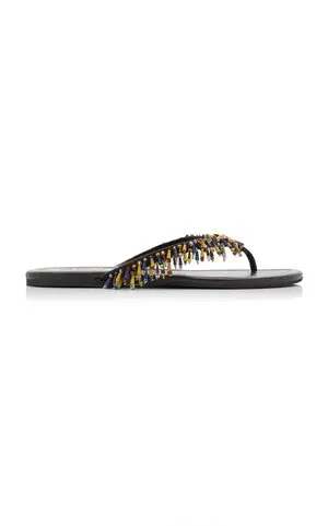 Staud Freja Beaded Leather Thong Sandals - Multi