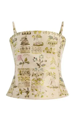 Staud Claudia Jacquard Top - Brown