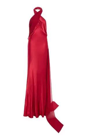 Arcina Ori Reverie Satin Maxi Halter Dress