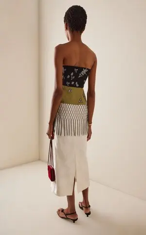 Chorus Exclusive Velloure Fringed Jacquard Midi Column Gown