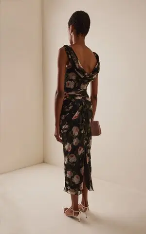 Carolina Herrera Off-the-shoulder Draped Silk Midi Dress
