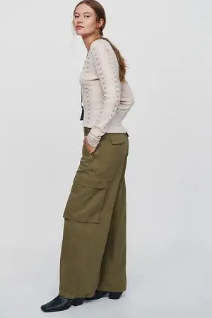 PISTOLA Petra 100% Cotton Mid-rise Wide-leg Cargo Pants